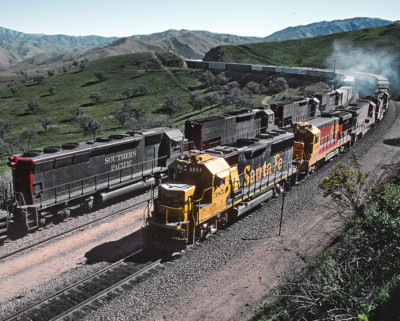 Southern Pacific and Santa Fe Trains On Cajon Pass 8" x 10" Metal Sign ...