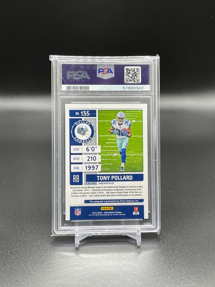 2019 Contenders Rookie Ticket Auto Tony Pollard PSA 10 Dallas Cowboys ...