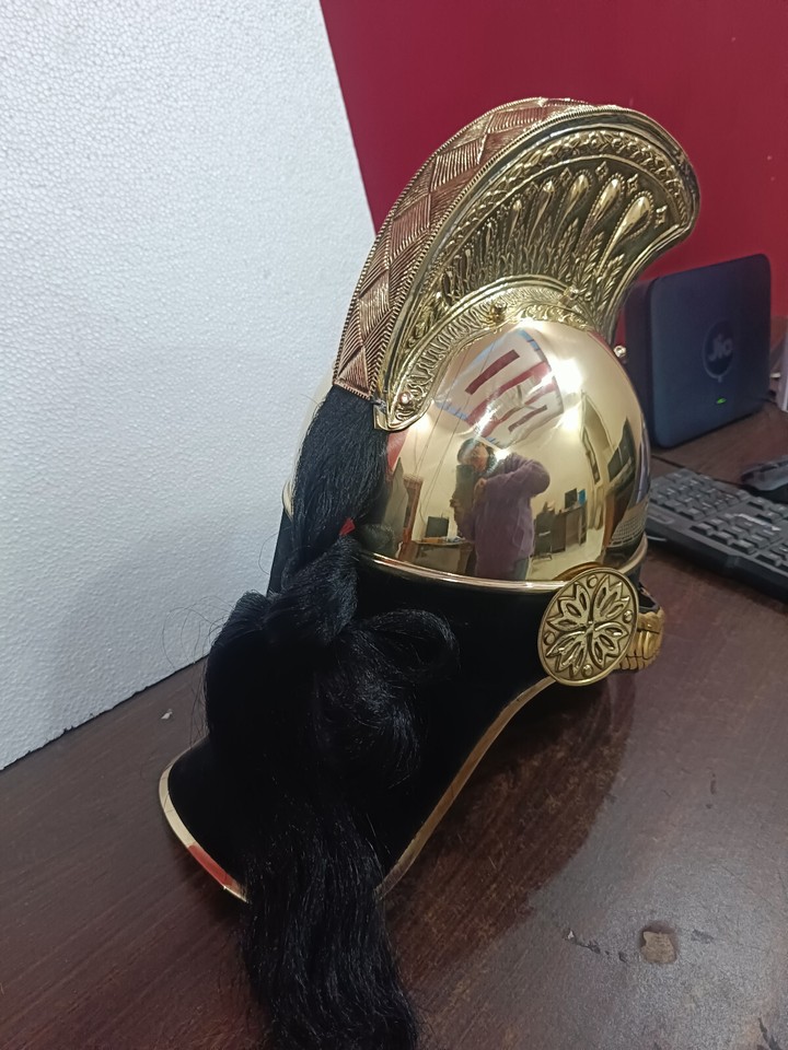 French Cuirassier Officer's Helmet Napoleon Style Brass Helmet W/ Plume ...