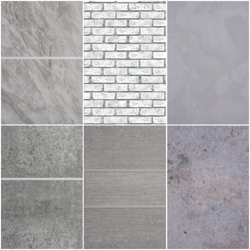Grey Bathroom 8mm Wall Panels PVC Cladding Shower Wet Wall Tile Marble ...