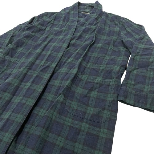 Vtg LL Bean Flannel Plaid Bath Robe Mens Large Cotton Green Blue Tie | eBay