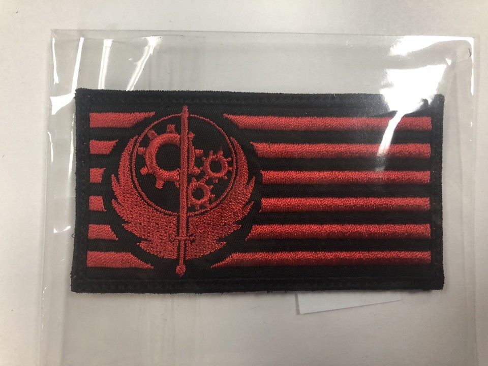 Fallout 4 Brotherhood Of Steel Flag Patch Embroidered Black With Hook ...