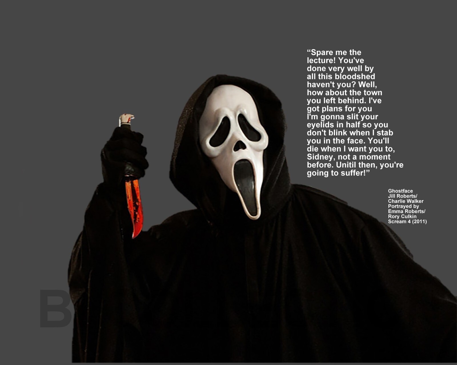 SCREAM'S GHOSTFACE "SPARE ME THE LECTURE! YOU'VE..." QUOTE PHOTO ...