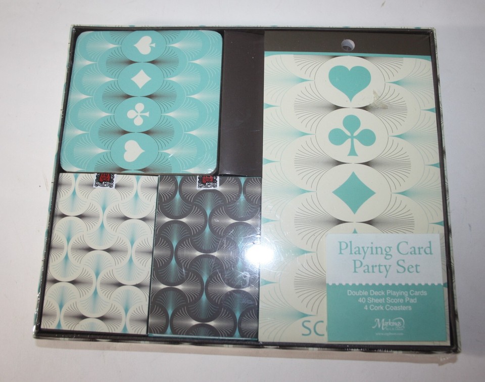 C R Gibson Playing Card Party Set NEW Cards Coasters Score Pad | eBay