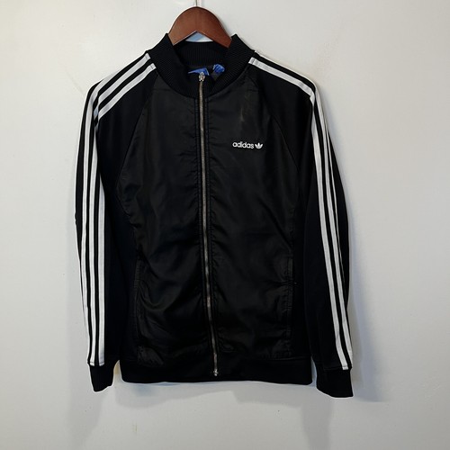 Adidas Three Stripe Full Zip Lined Track Jacket Mens S Black White Run ...