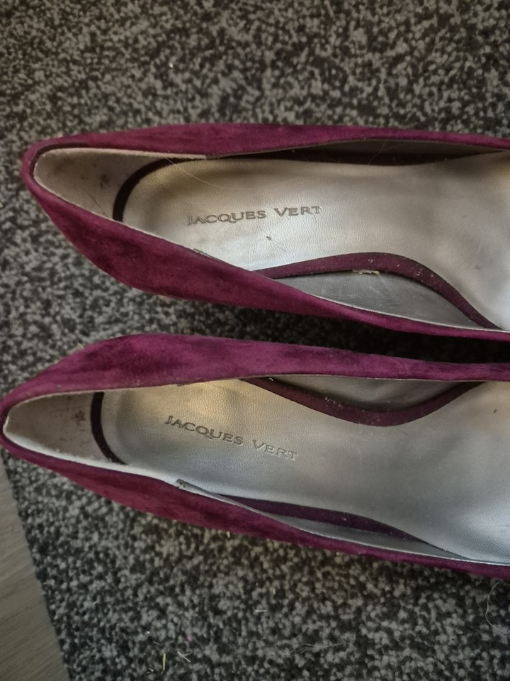 Jacques Vert Dark Red/Burgundy Suede Shoes with Bow Detail ~ UK Size 7 ...