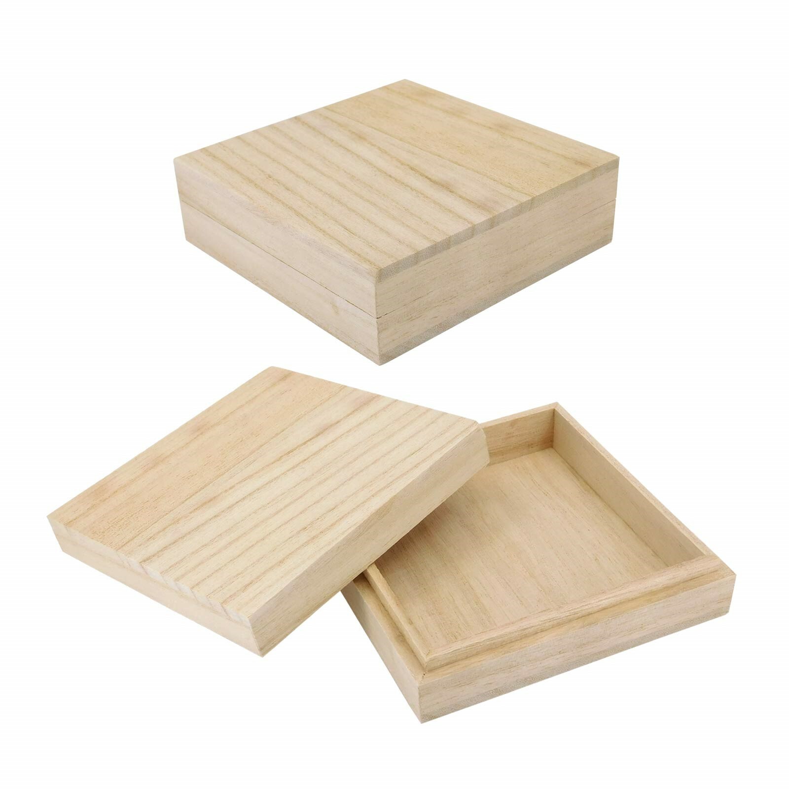 Plain Wood Wooden Square Hinged Storage & Christmas Eve Boxes - choice ...