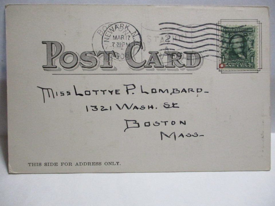 1906 GLITTER POSTCARD POST OFFICE BROAD & ACADEMY STS NEWARK NJ ...