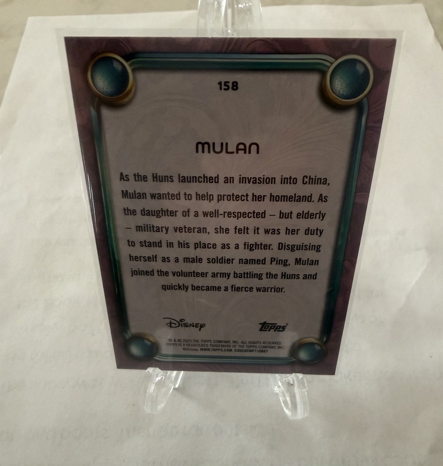 2025 Topps Disney Wonder-Base Cartoon Princess-Mulan-158 | eBay