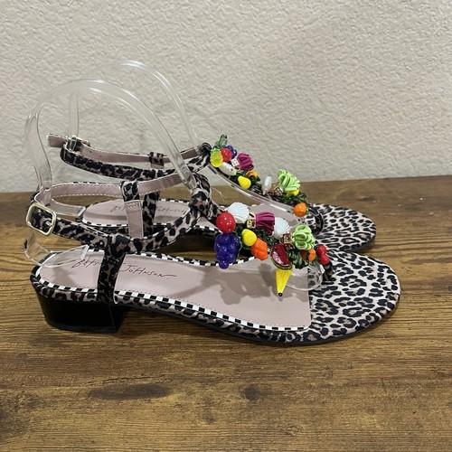 Betsey Johnson Lannah Multicolor Beaded Fruit Slingback Thong Sandals 7 ...