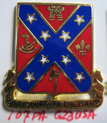 Army crest DI dui cb clutchback 107th FIELD ARTILLERY BATTALION fa bn ...