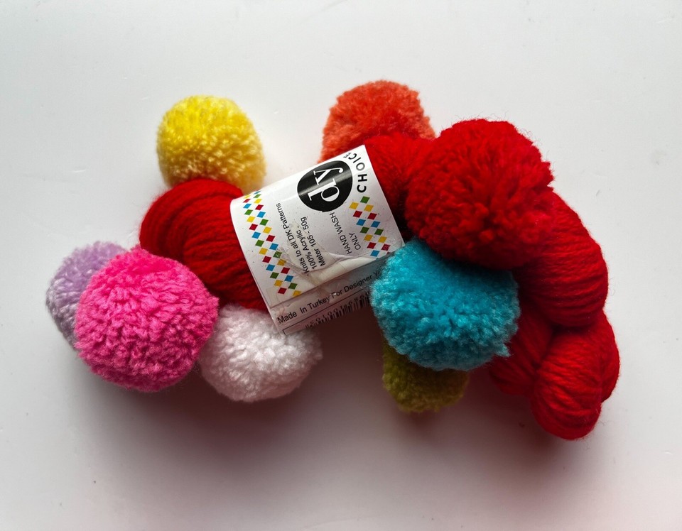 DY CHOICE - JESTER KNITTING YARN WITH POMPOMS - 50G - Colour Red - DK ...