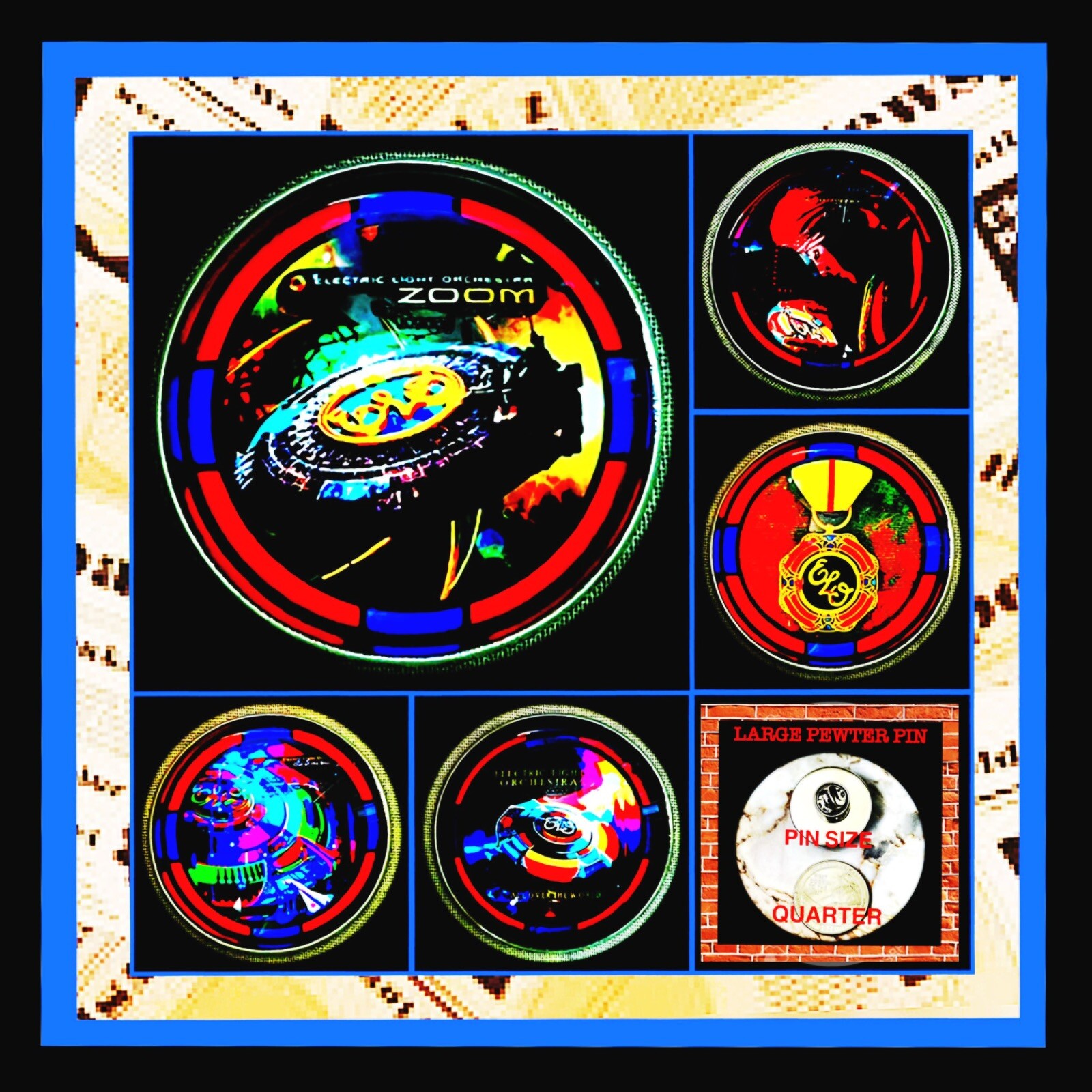 ELO LAST UFO TO LONDON ALBUM COVER LARGE PEWTER PINS COLLECTION LOT OF ...