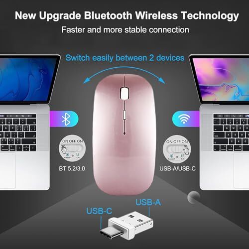 Bluetooth Wireless USB C Mouse Rechargeable for Macbook Pro iMac Mac ...