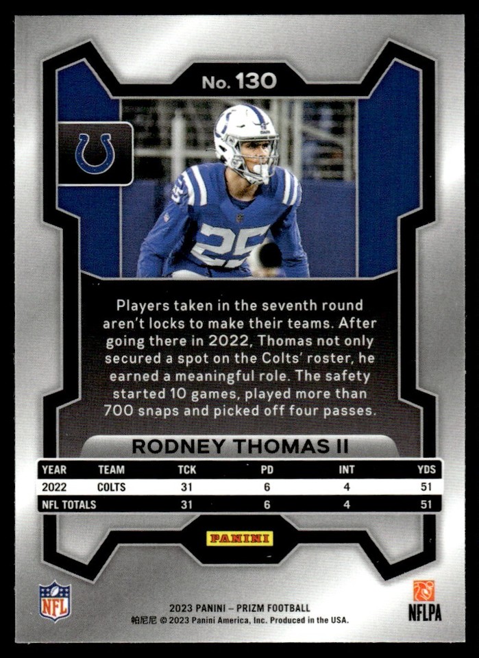 2023 Panini Prizm Rodney Thomas II Indianapolis Colts #130 | eBay