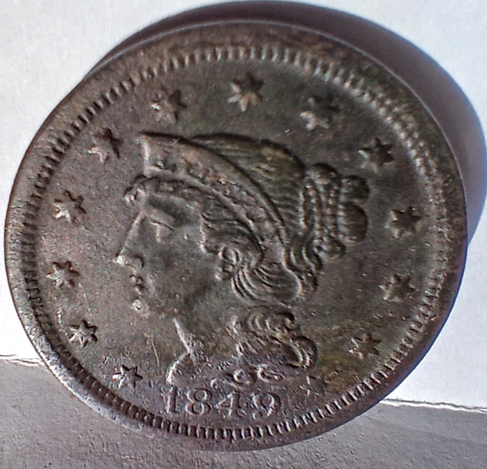1849 Large Cent – Braided Hair – N‑5 Attribution – Original Surfaces ...