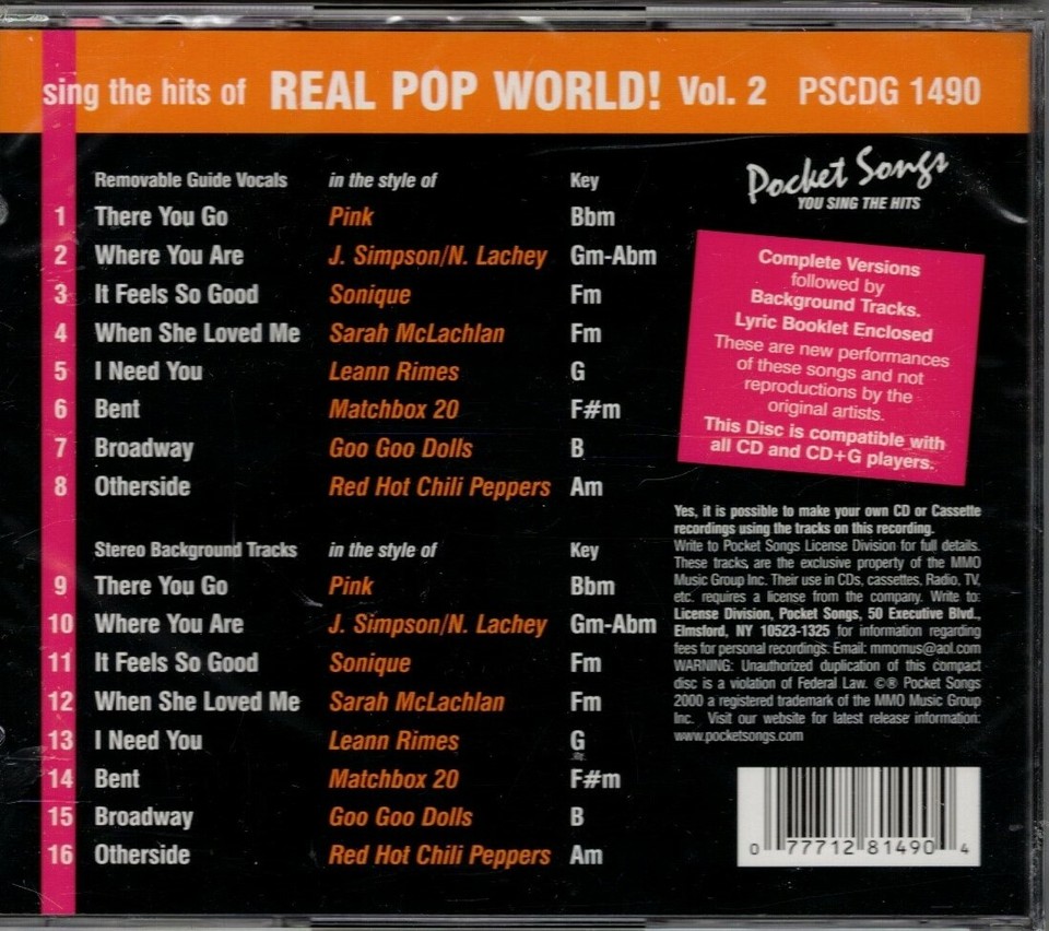POCKET SONGS SING THE HITS OF REAL POP WORLD CD SEALED KARAOKE BRAND ...
