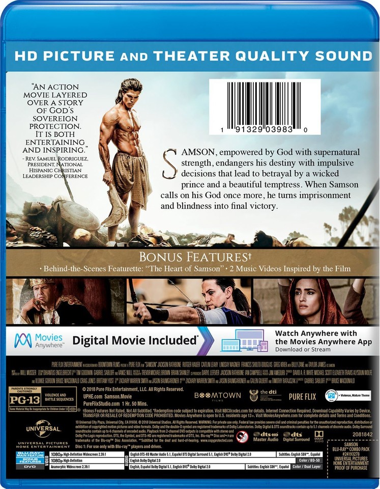 Samson (Blu-ray) Jackson Rathbone Rutger Hauer Caitlin Leahy Lindsay ...