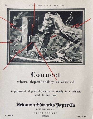 1929 AD(L10)~NEKOOSA EDWARDS PAPER CO. PORT EDWARDS, WIS. PAPER MILL ...