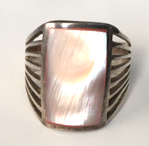 Vintage Ring MARKED 925 STERLING SILVER Size 7.5 Shell Band Jewelry lot ...