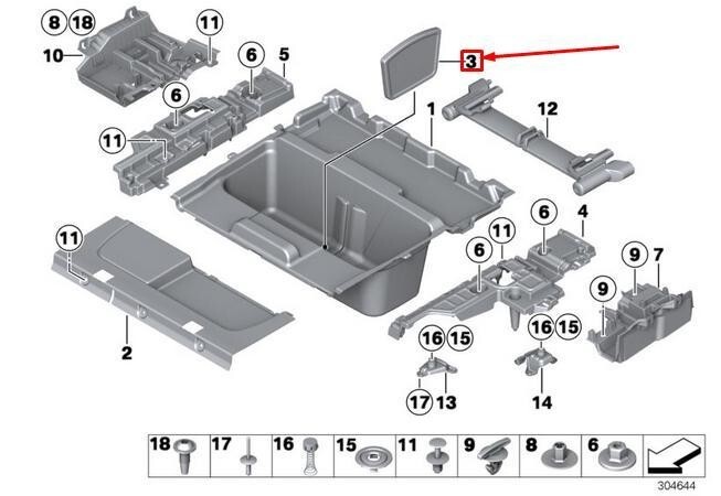 BMW 3 Touring F31 Trunk Floor Panel Dividing Element 51477288204 ...