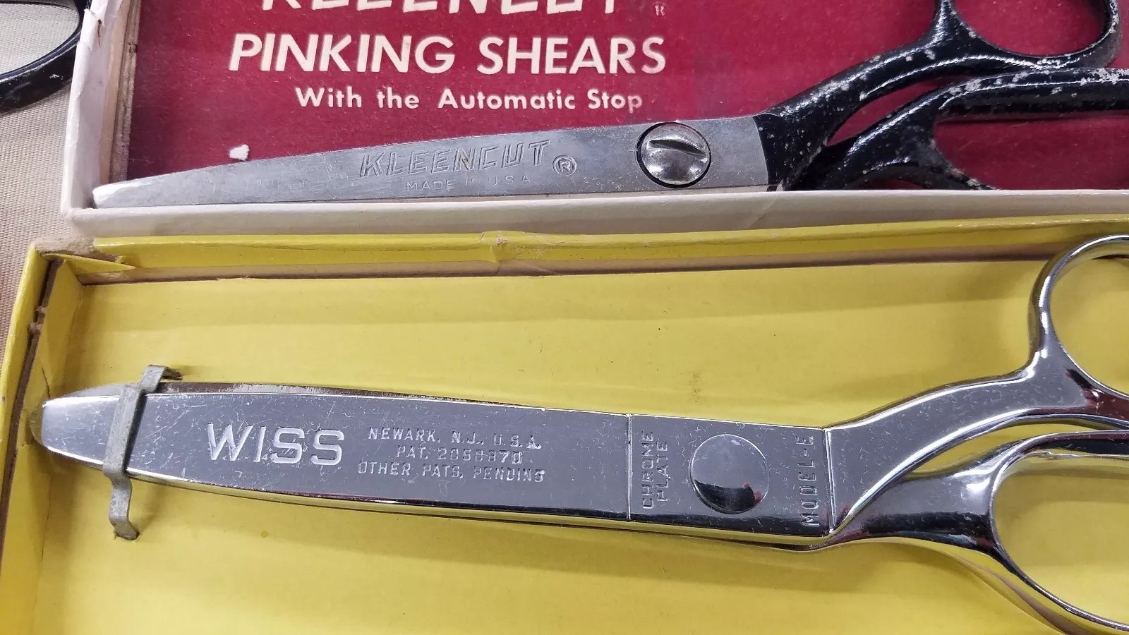 VINTAGE 7 PAIRS OF WISS SCISSORS INLAID MODELS C, E, Claus 4, Kleencut ...