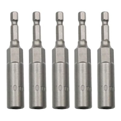 5 x Deep Bolt 10mm Nut Driver Bit Set 1/4" Hex Shank Impact Socket ...