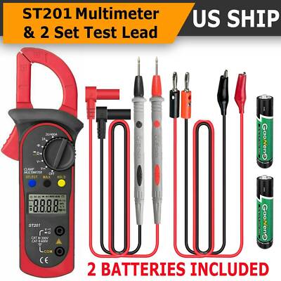 Handheld True RMS Digital Clamp Meter Multimeter AC DC Volt Amp Ohm Cap ...