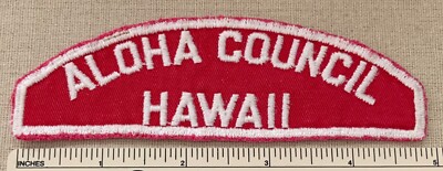 Vintage ALOHA COUNCIL HAWAII Boy Scout Red & White Strip PATCH RWS CSP ...
