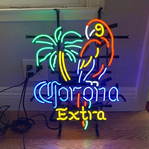 Corona Extra Beer Parrot Bird Palm Tree 24"x20" Neon Sign Light Lamp ...