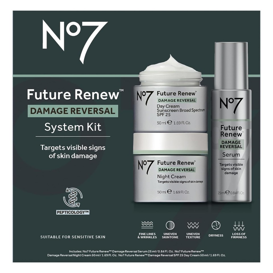 No7 Future Renew Damage Reversal Skincare Set - Anti Aging Face Serum ...