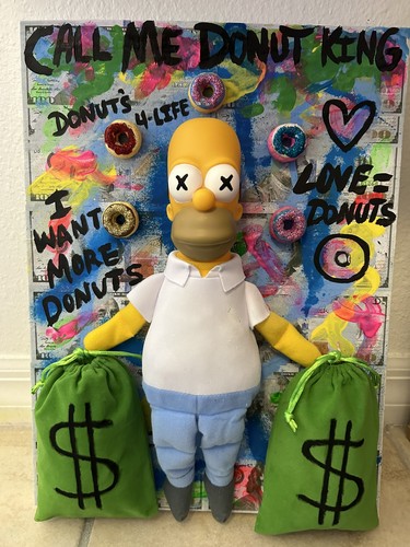 16x12 Homer Simpson Donut Graffiti Stretched Canvas Wall Art | eBay