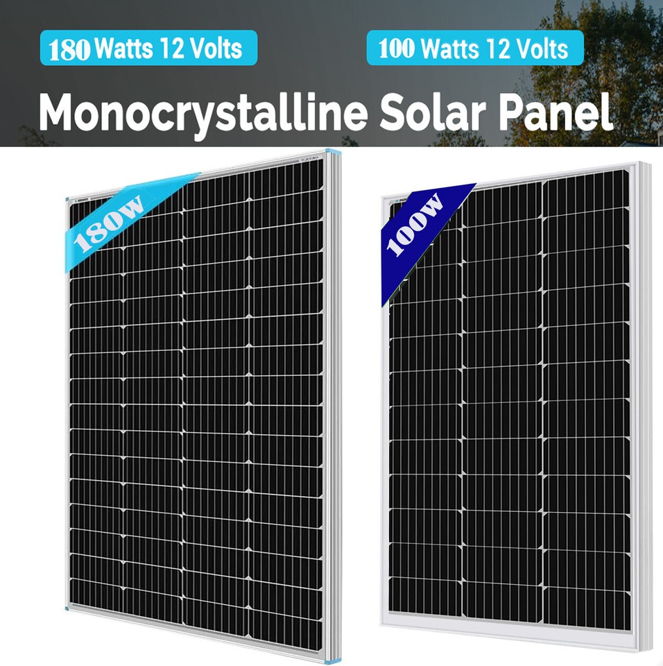 100/180W 12V Mono Solar Panel Kit With Bracket Battery Charger Boat ...