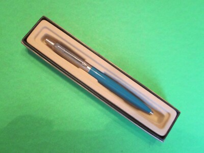 PARKER JOTTER Ballpoint pen VISTA BLUE brass threads . made in USA | eBay