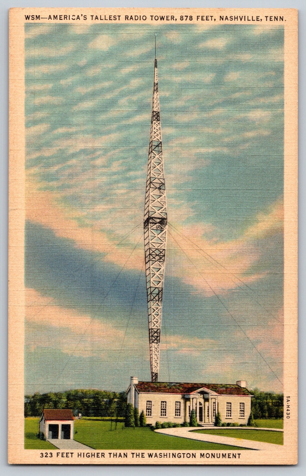 Postcard Tennessee TN WSM America's Tallest Radio Tower Nashville UNP ...