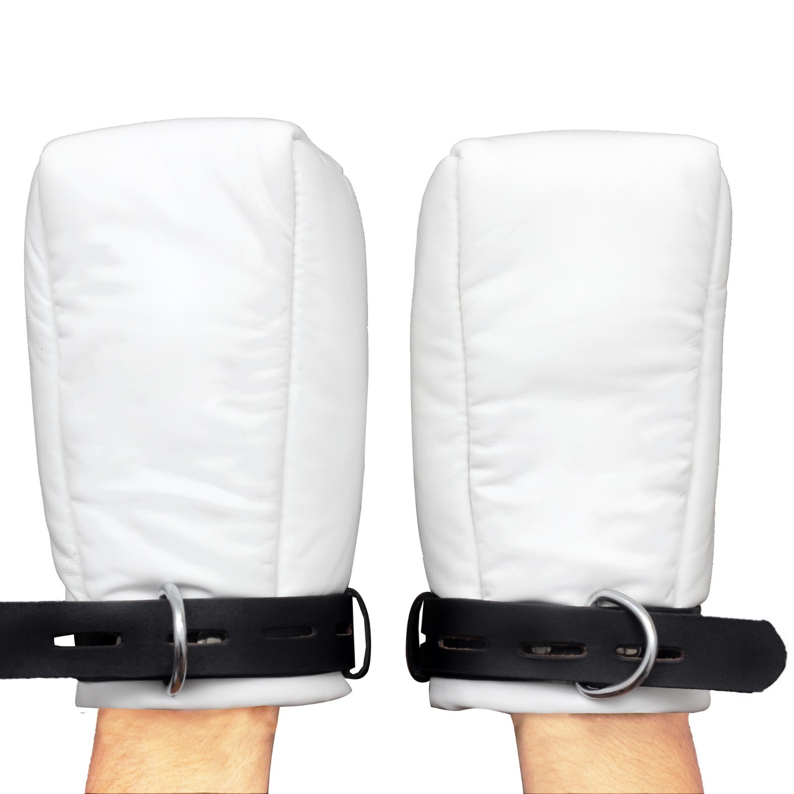 Bondage Fist Mitts Lockable Padded Gloves Restraints BDSM Leather Cuffs ...