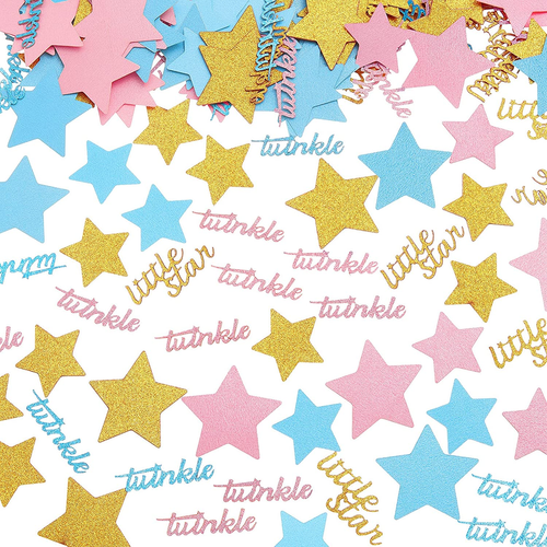 350 Pieces Twinkle Star Confetti Gender Reveal Confetti Blue and Pink ...