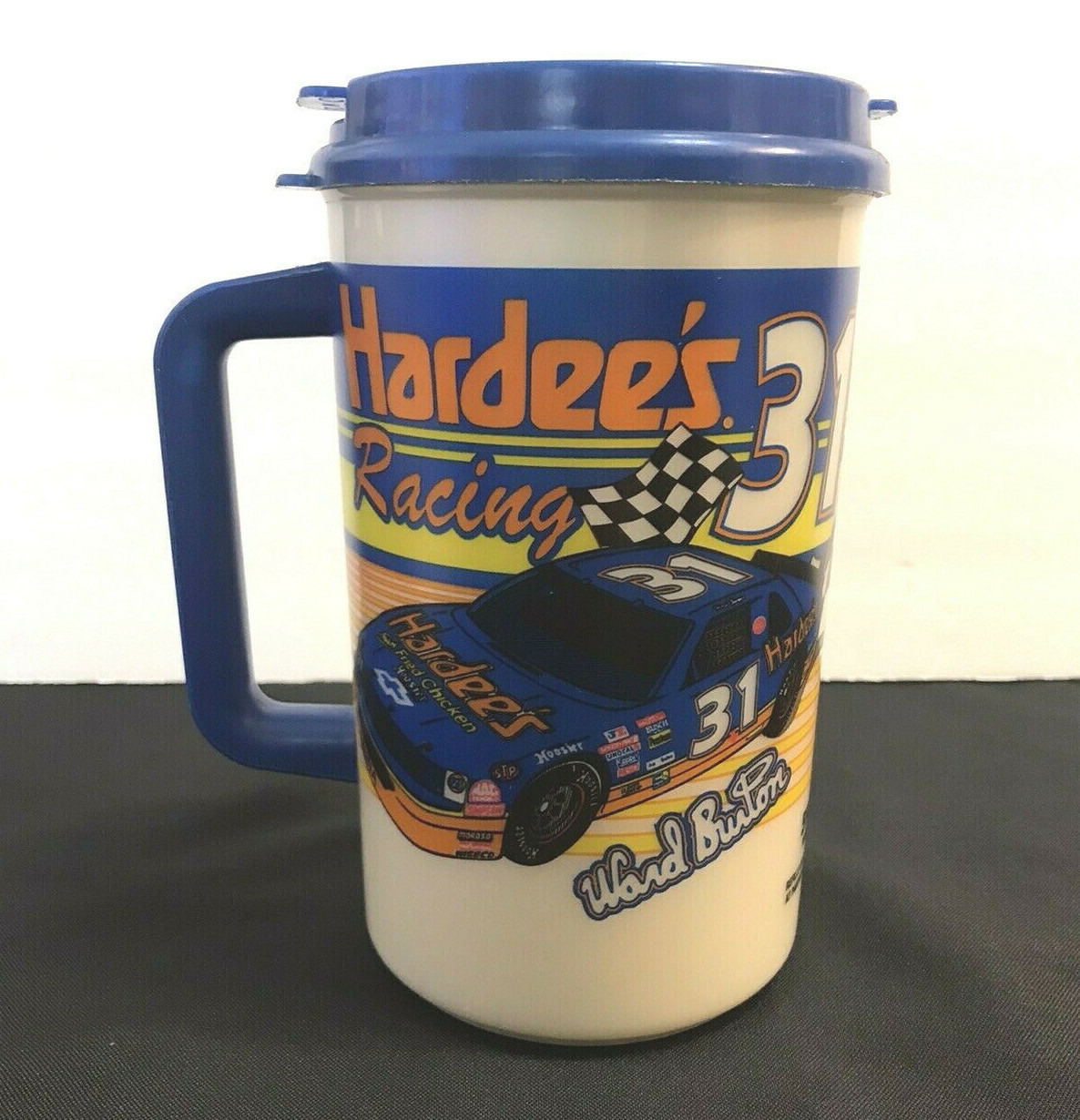 Vintage Hardees Racing Nascar 31 Ward Burton 32oz Thermo Coffee Mug Cup ...