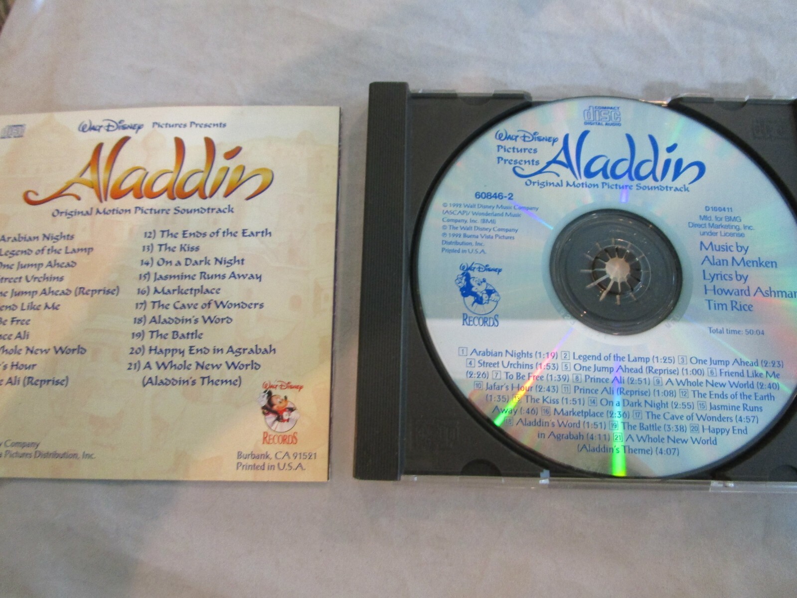 Walt Disney Pictures Presents Aladdin Original Motion Picture ...