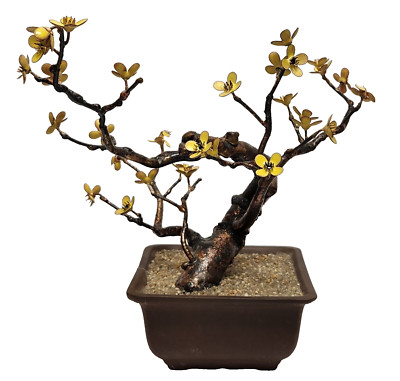 Bovano of Cheshire Bonsai Tree Yellow Enamel Over Copper Blossoms ...