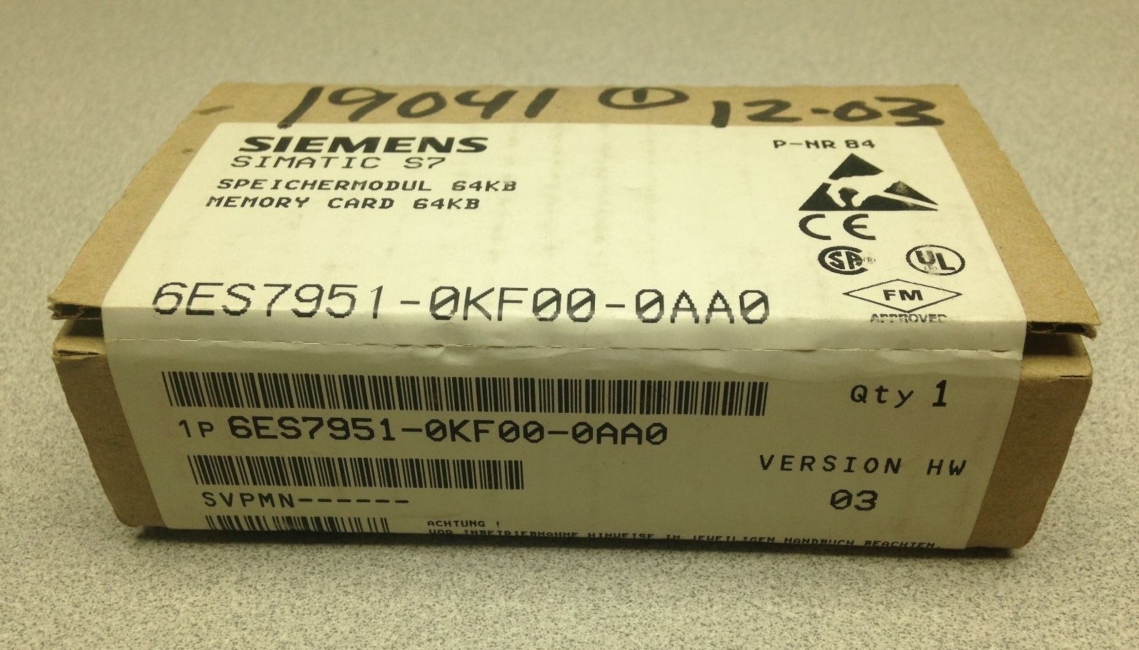 NEW SEALED Siemens S7 64KB Memory Card 6ES7951-0KF00-0AA0 ...