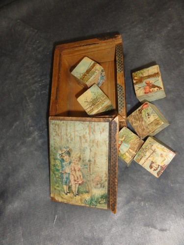 wood block puzzle, antique, lithograph pictures, 6 blocks, Germany | eBay