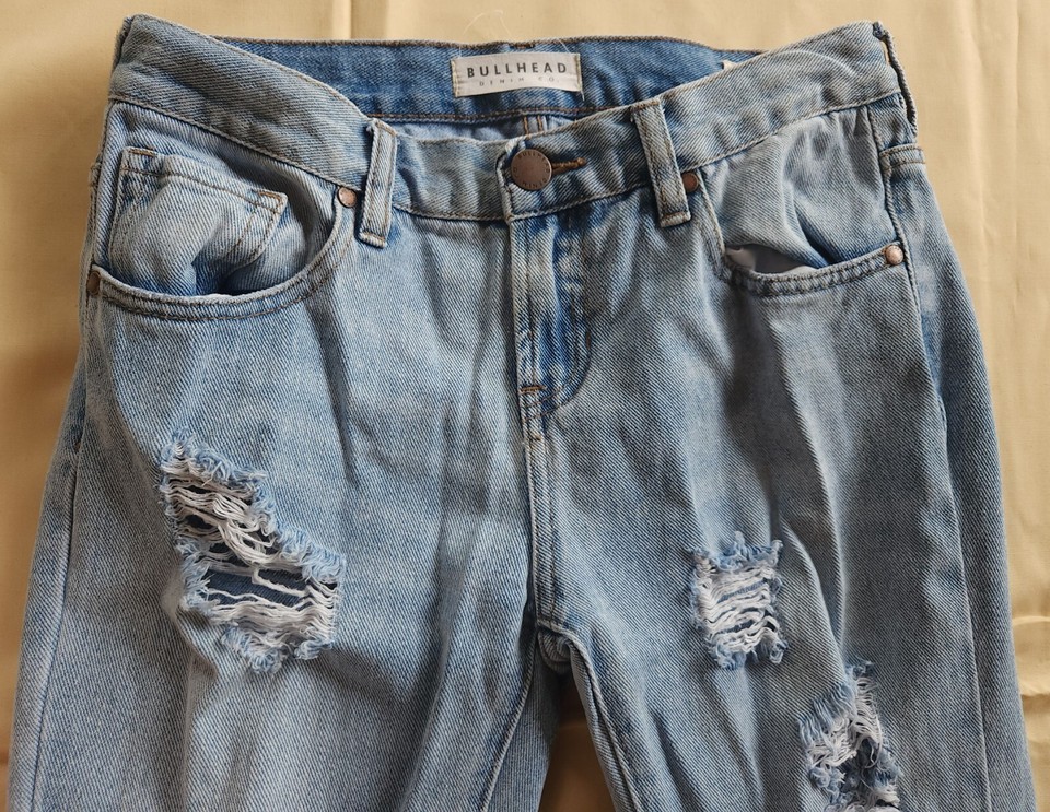 Bullhead Denim Co. Jeans Blue Denim Distressed Skinny Boyfriend Size 25 ...