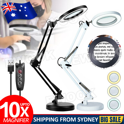 10X/5X Magnifying Glass with LED Light Magnifier Crafts Reading Desk ...