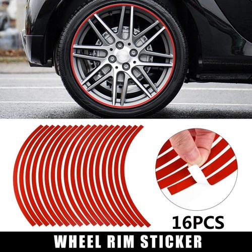 16pcs Red Fits 18inch Car Wheel Rim Sticker Decal Strip Decoration ...