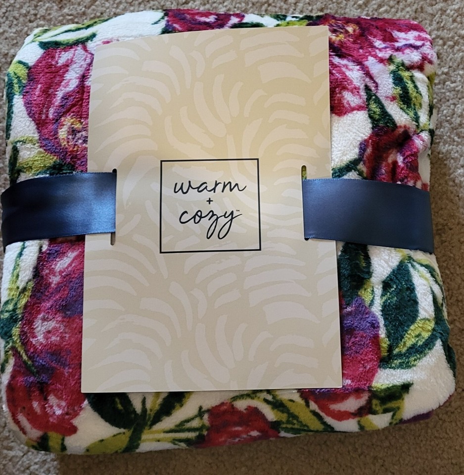 Warm & Cozy Floral Angel Wrap Shawl Wearable Throw Bed Jacket Blanket ...