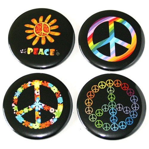 Hippie Rainbow Peace Symbols Fridge Magnets Set 55mm 4pc Hippy Flower ...