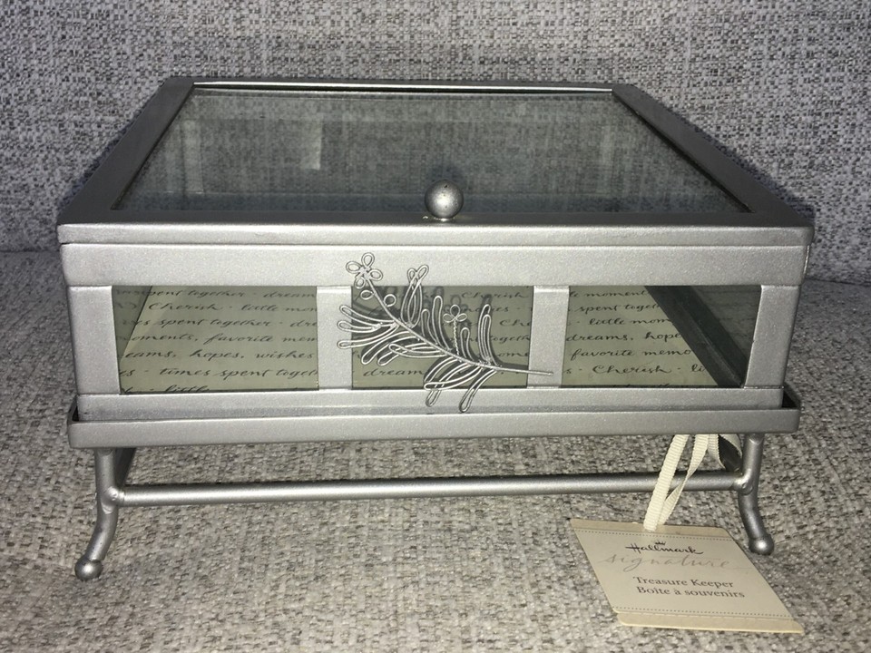 HALLMARK SIGNATURE Glass Glass TREASURE KEEPER TRINKET BOX Jewelry ...