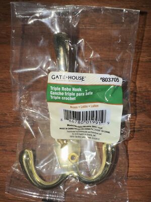 Triple Robe Hook Polished Brass Finish. used for Coats, Towels, Hats ...