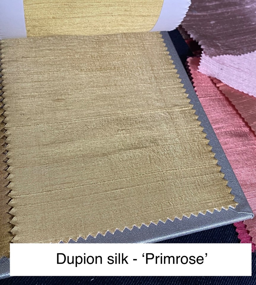GOLD REAL SILK FABRIC SAMPLE. MTM WINDOW CURTAINS. PENCIL PINCH PLEAT ...
